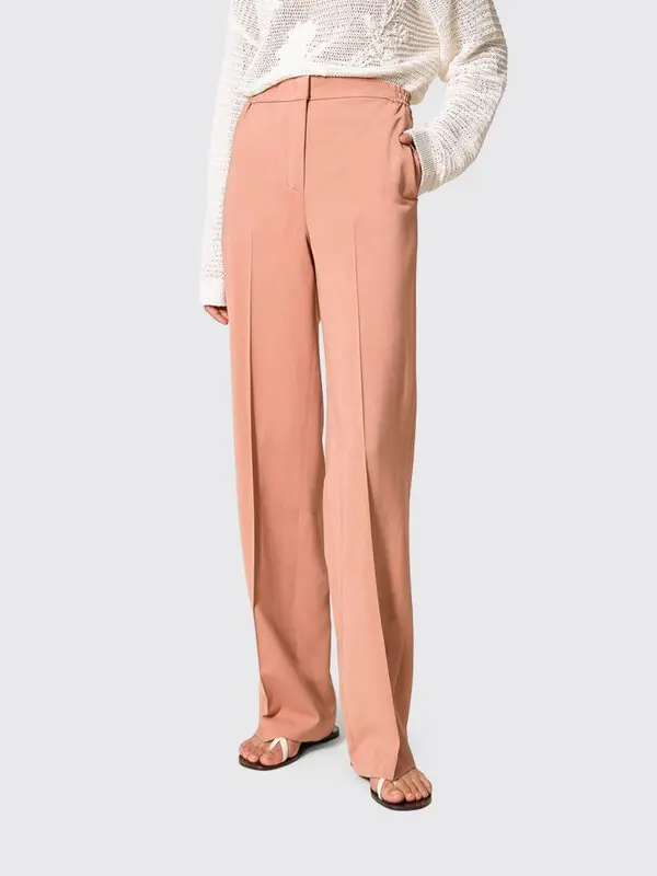 TWINSET Mid-rise Wide-leg Twill Trousers - Pink