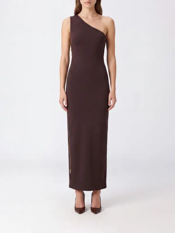 Elisabetta Franchi One-shoulder Jersey Midi Sheath Dress With Slit