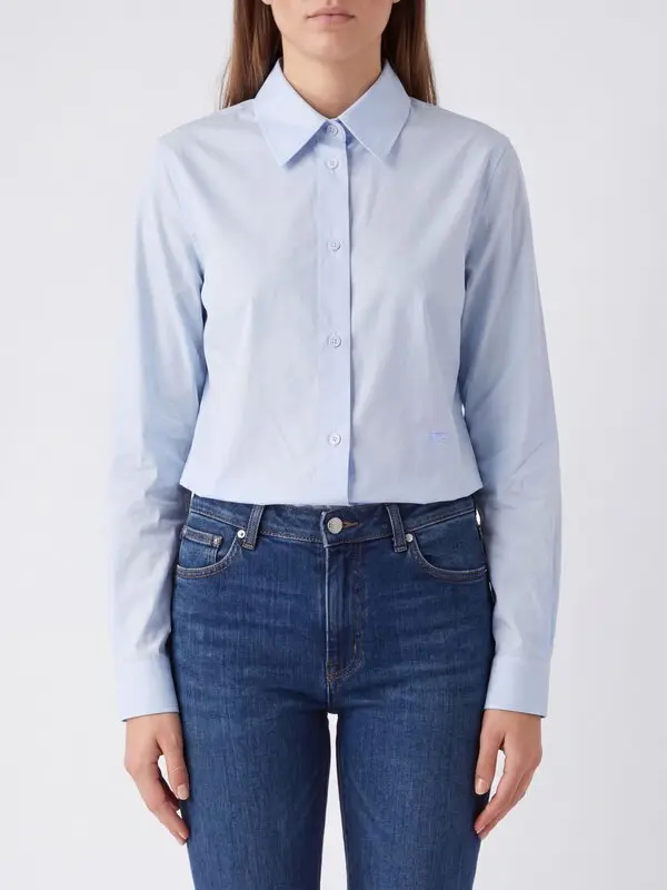 Burberry Slim Fit Cotton Shirt With French Collar And Curved Hem