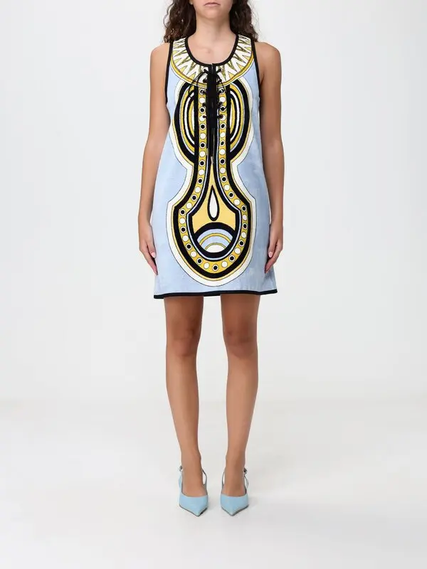 La DoubleJ Off-shoulder Ethnic Print Cotton Mini Tunic