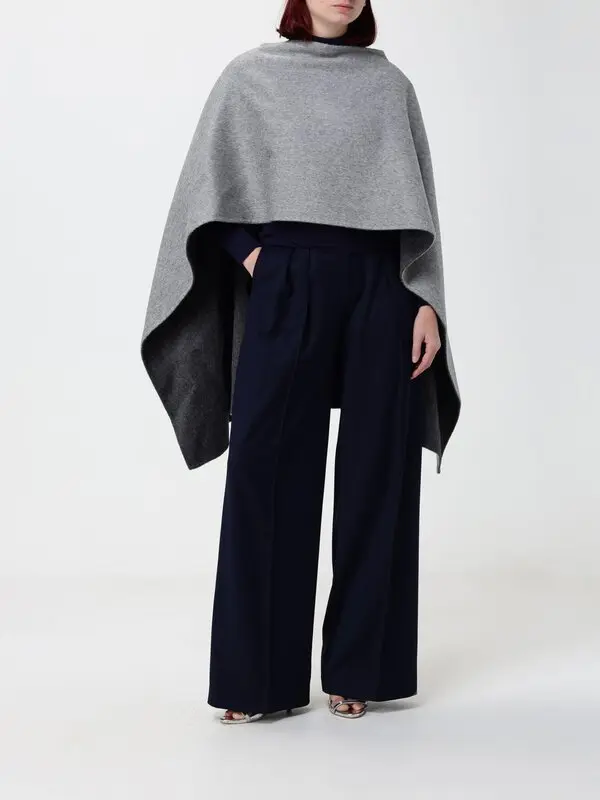 Alberta Ferretti Knee-length Pure Wool Cape With Asymmetric Hem