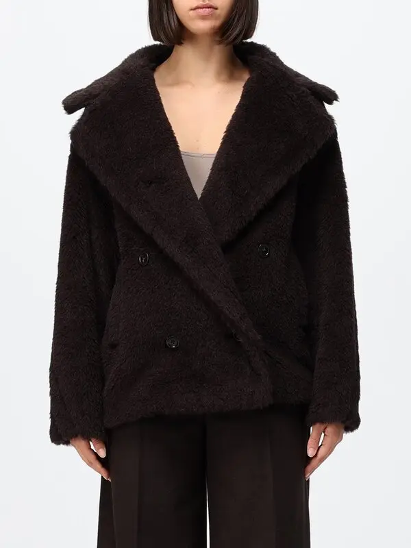 Max Mara Double-breasted Faux-fur Effect Coat - Brown