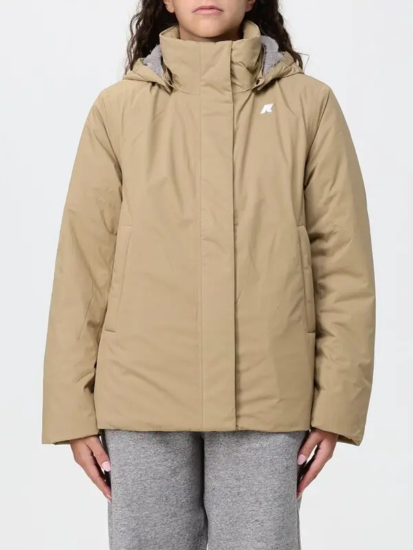 K-WAY Marlette Waterproof Short Jacket With Faux Fur Lining - Beige