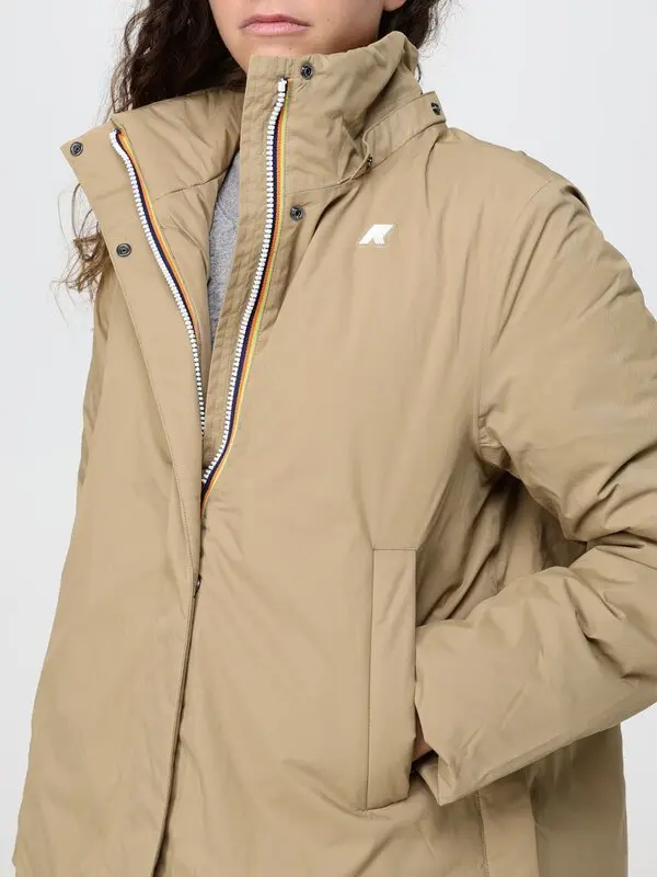 K-WAY Marlette Waterproof Short Jacket With Faux Fur Lining - Beige