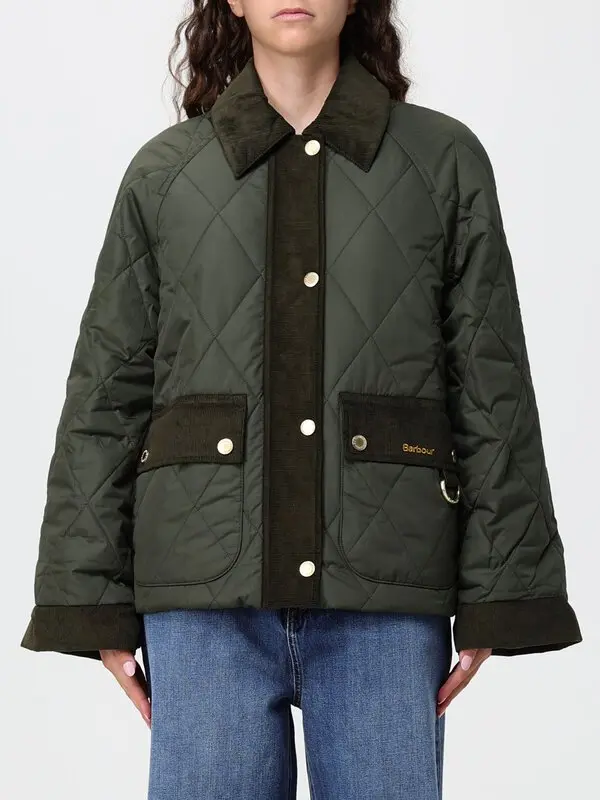 Barbour Kilnwick Quilted Technical Fabric Jacket With Velvet Collar - Olive