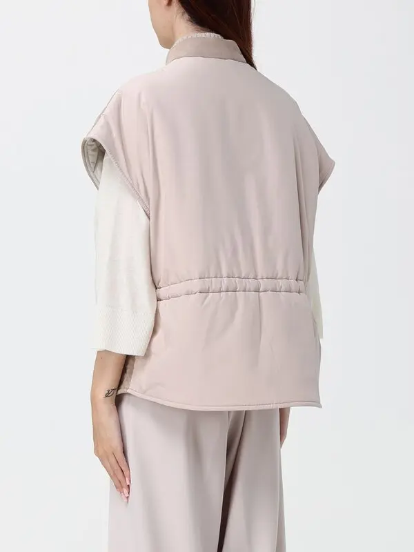 Fabiana Filippi Quilted Suede Gilet With High Neck And Drawstring