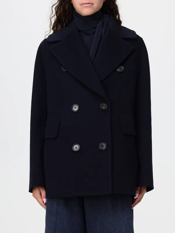 Max Mara Short Double-breasted Coat In Pure Virgin Wool With Flap Pockets