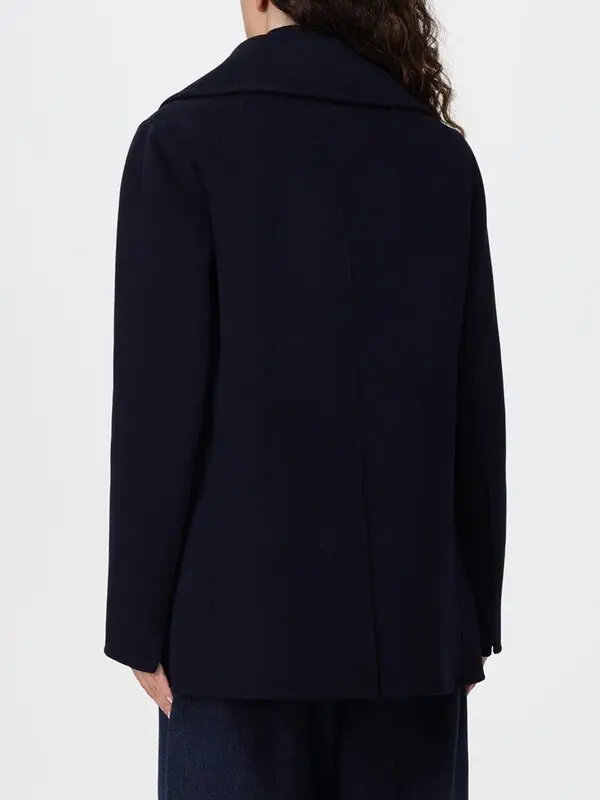 Max Mara Short Double-breasted Coat In Pure Virgin Wool With Flap Pockets