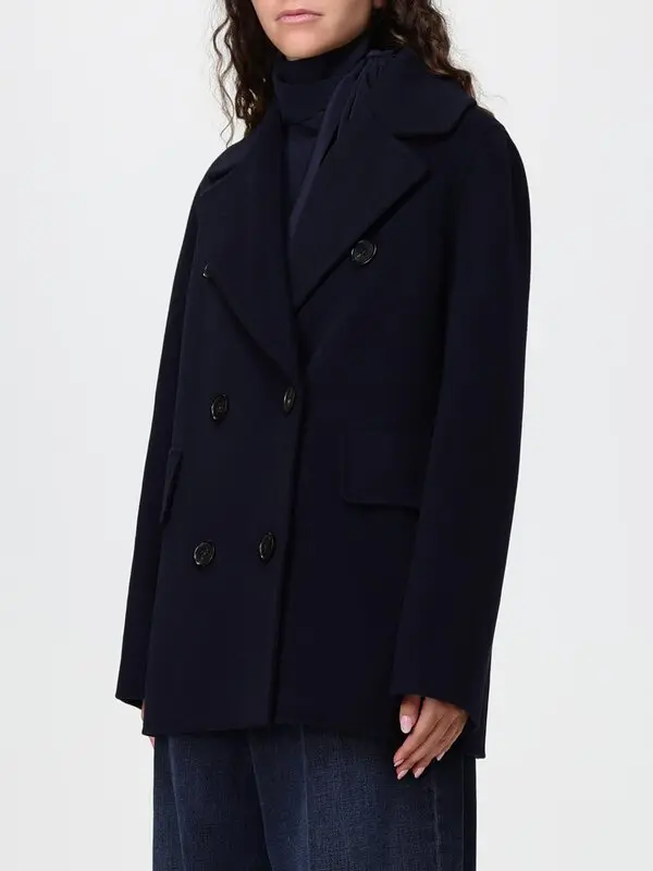 Max Mara Short Double-breasted Coat In Pure Virgin Wool With Flap Pockets