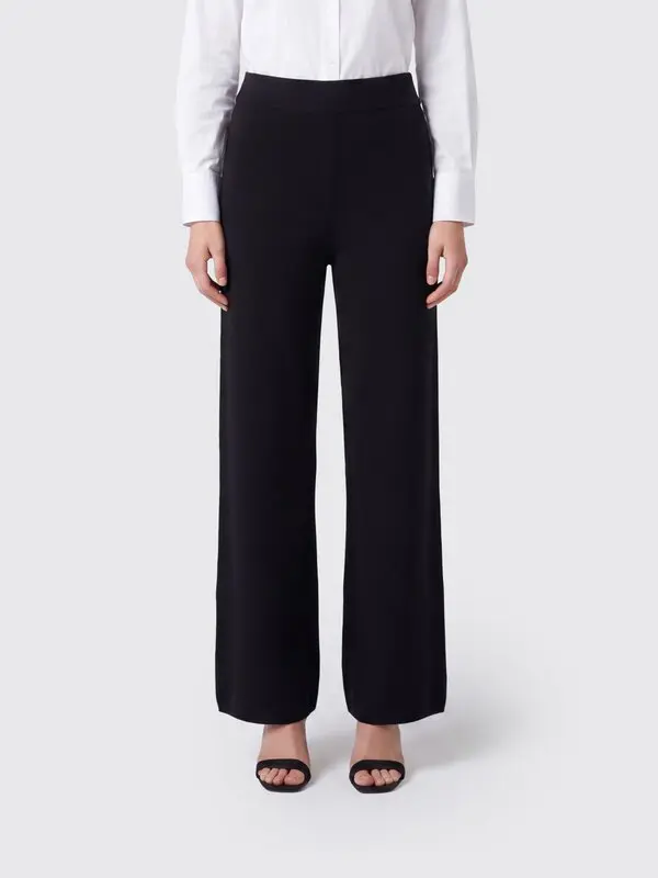 Max Mara High-waisted Wide-leg Wool-blend Knit Trousers - Black