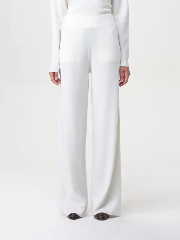 Max Mara High-waisted Wide-leg Wool-blend Knit Trousers - White