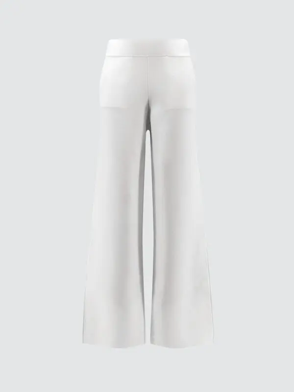 Max Mara High-waisted Wide-leg Wool-blend Knit Trousers - White