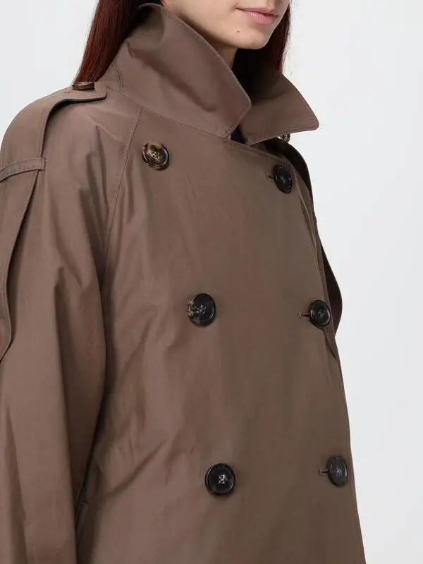 Max Mara Short Double-breasted Cotton Trench Coat With Belt And Epaulettes