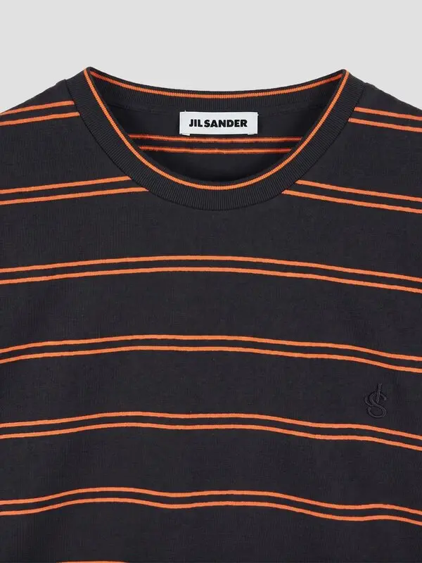 JIL SANDER Striped Cotton Long-sleeved T-shirt With Dropped Shoulders
