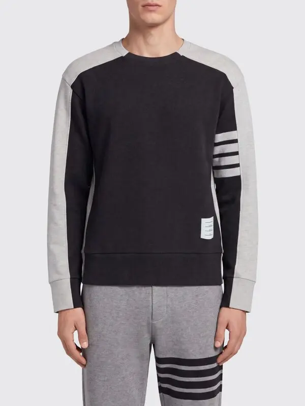 Thom Browne 4-bar Striped Cotton Sweatshirt - Grey