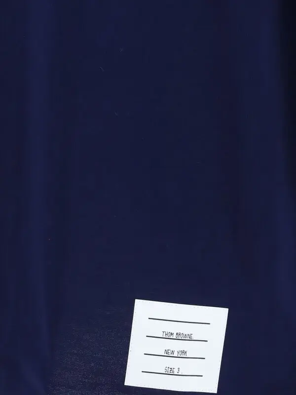 Thom Browne 4-bar Cotton T-shirt With Iconic Sleeve Motif - Navy