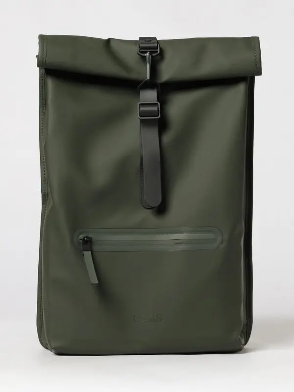 Rains Rolltop Rucksack In Waterproof Pu - Green