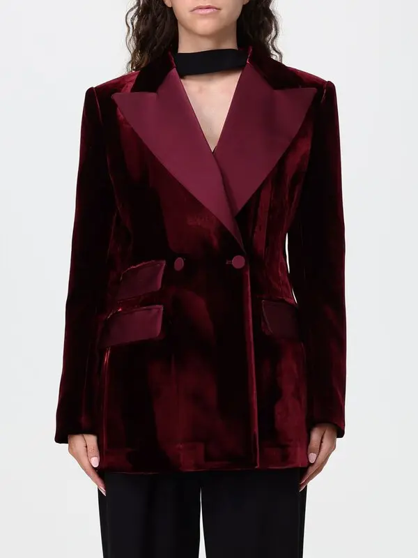 SIMONA CORSELLINI Double-breasted Velvet Blazer With Peak Lapels