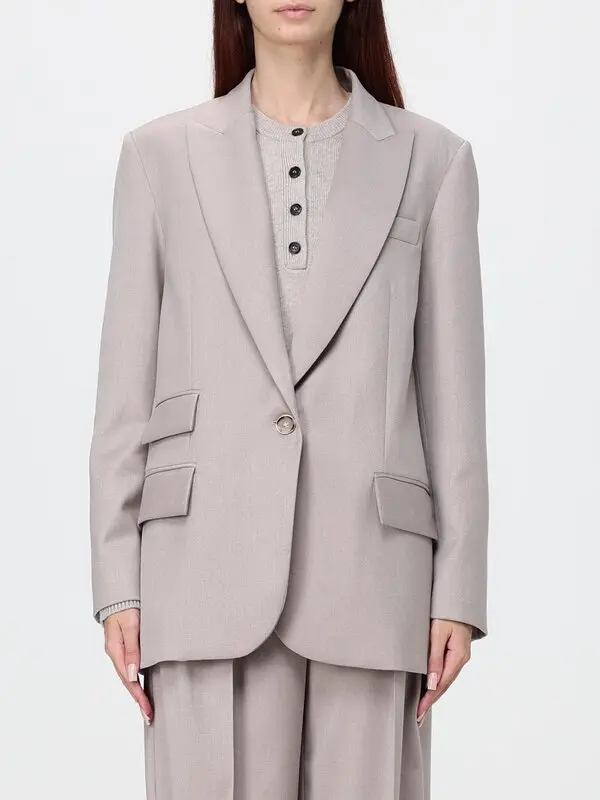 SIMONA CORSELLINI Single-breasted Cotton-blend Blazer With Peak Lapels - Beige