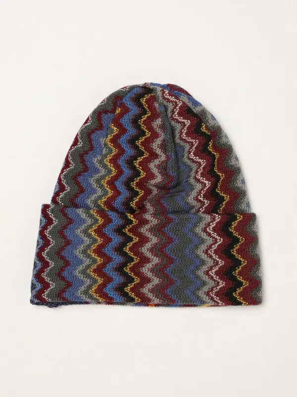 Missoni Multicolour Zig-zag Pattern Wool Blend Beanie Hat - Multicolor