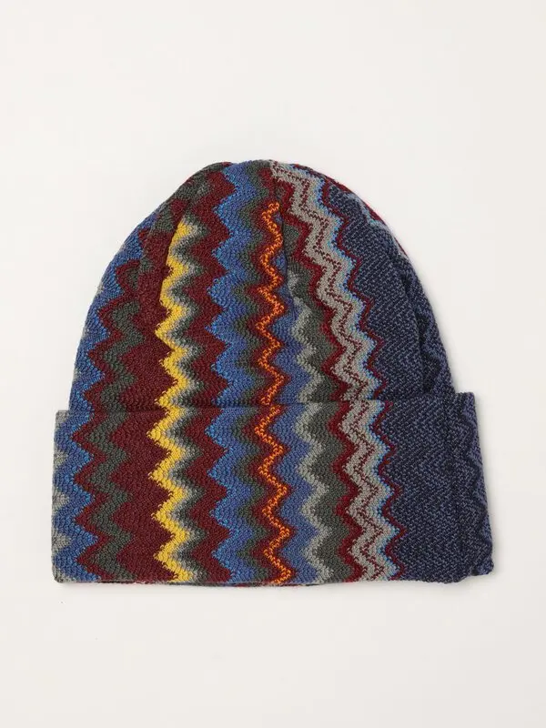 Missoni Multicolour Zig-zag Pattern Wool Blend Beanie Hat