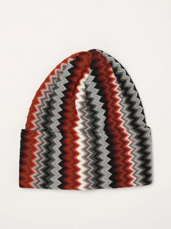 Missoni Multicolour Zig-zag Pattern Wool Blend Beanie Hat - Fa01