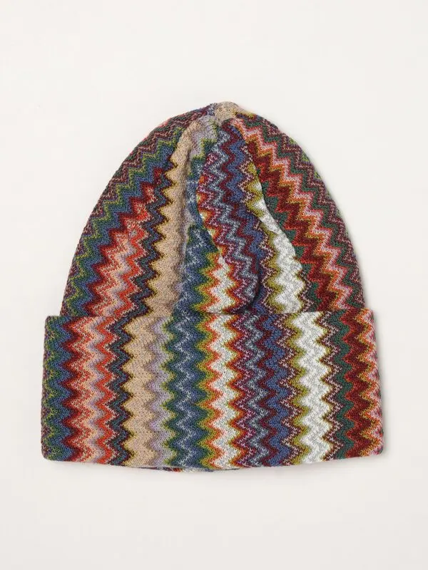 Missoni Multicolour Zig-zag Pattern Wool Blend Beanie Hat - Fa01