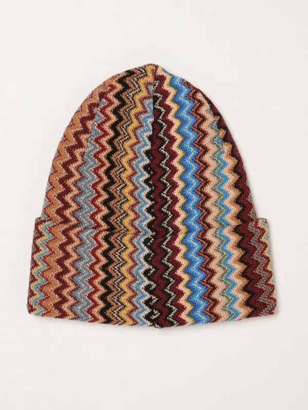 Missoni Multicolour Zig-zag Pattern Wool Blend Beanie Hat - Fa02