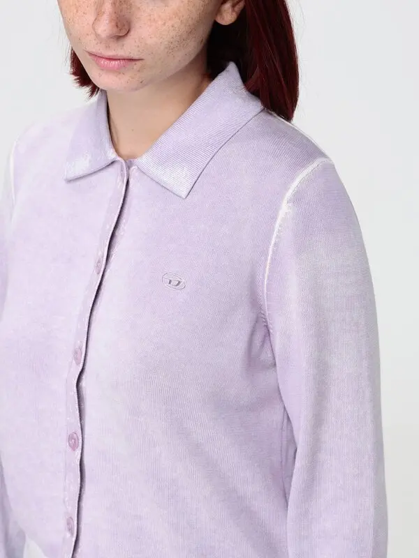 DIESEL® Long-sleeved Cotton Polo Collar Cardigan
