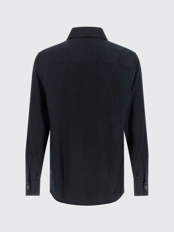 Brunello Cucinelli Wool Shirt Jacket With Patch Pockets And Button Closure - Blue