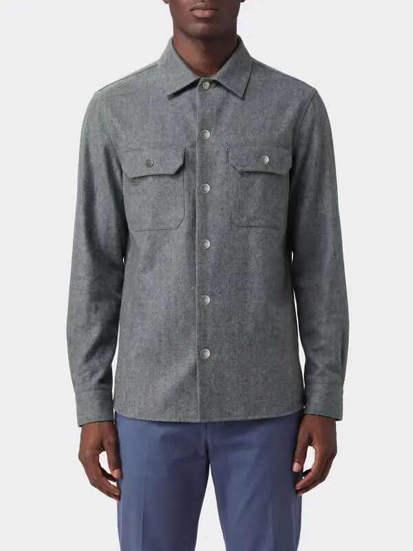 Brunello Cucinelli Wool Shirt Jacket With Patch Pockets And Button Closure - Green