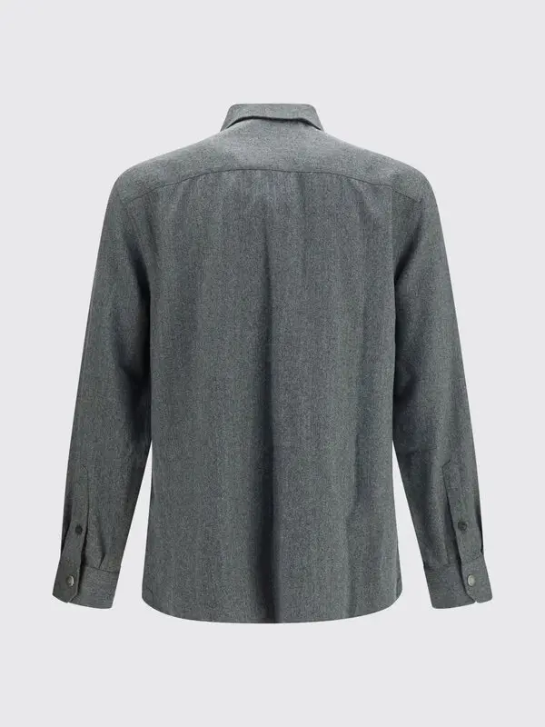 Brunello Cucinelli Wool Shirt Jacket With Patch Pockets And Button Closure - Green