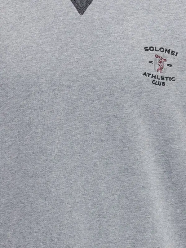 Brunello Cucinelli Short-sleeved Cotton Crewneck Sweatshirt With Embroidered Logo