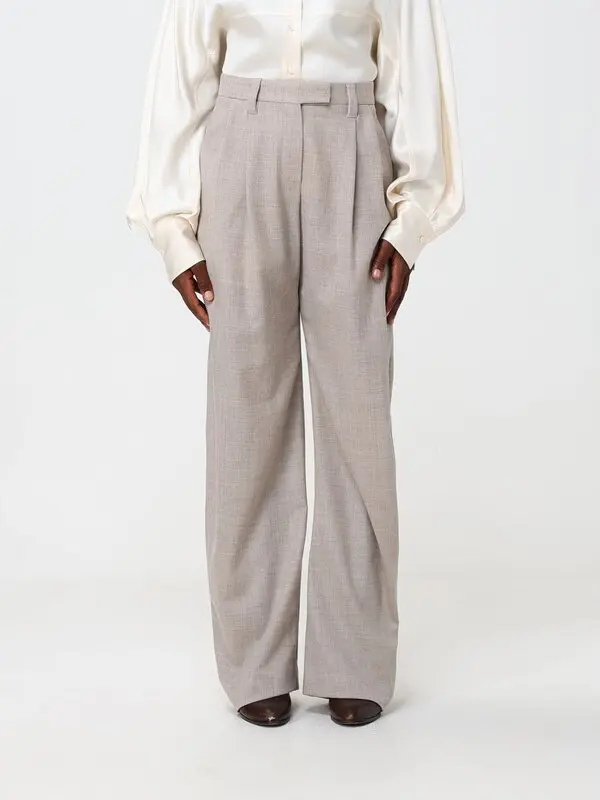 Brunello Cucinelli High-waisted Pleated Wool Wide-leg Trousers With Monili - Beige