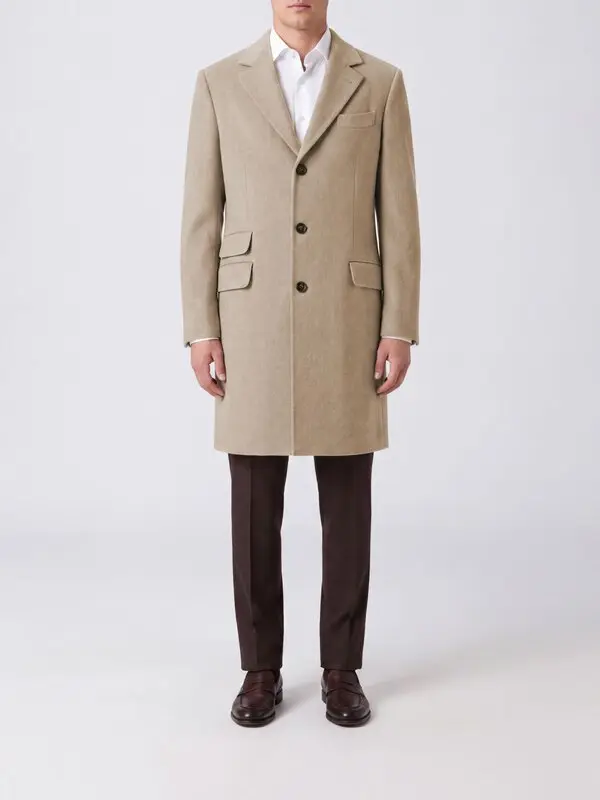 Brunello Cucinelli Single-breasted Pure Cashmere Coat With Notch Lapels - Grey