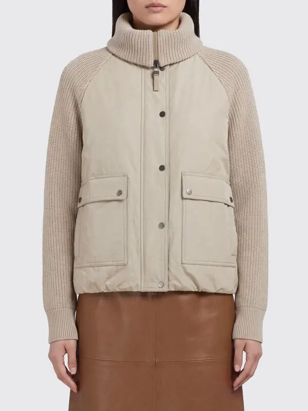 Brunello Cucinelli Padded Wool-knit Cardigan With Patch Pockets - Beige