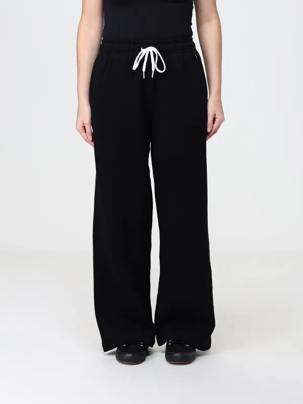 Polo Ralph Lauren Wide Leg High-waisted Jogging Trousers In Cotton - Black