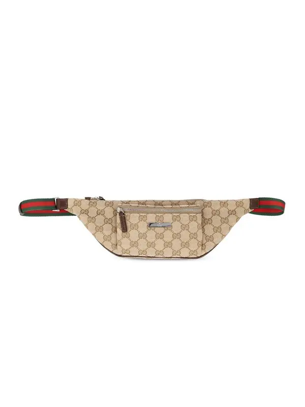 Gucci Mini Gg Canvas Belt Bag With Adjustable Waist Strap, Zip Closure And Card Slot - Beige