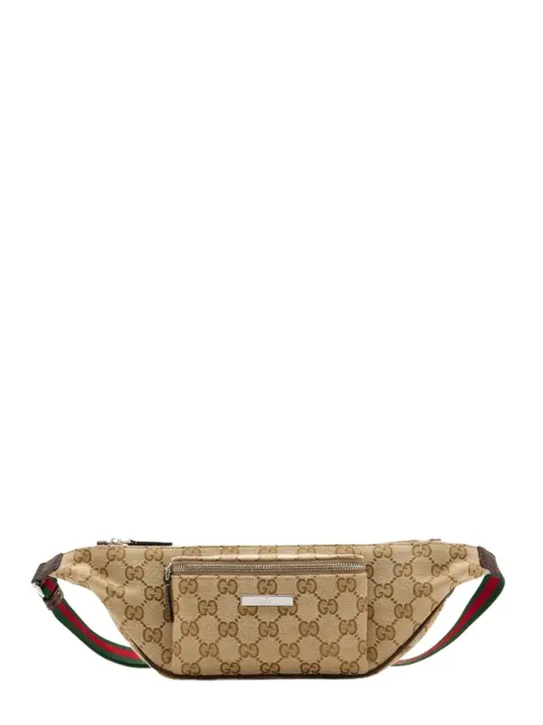 Gucci Mini Gg Canvas Belt Bag With Web Detail - Beige