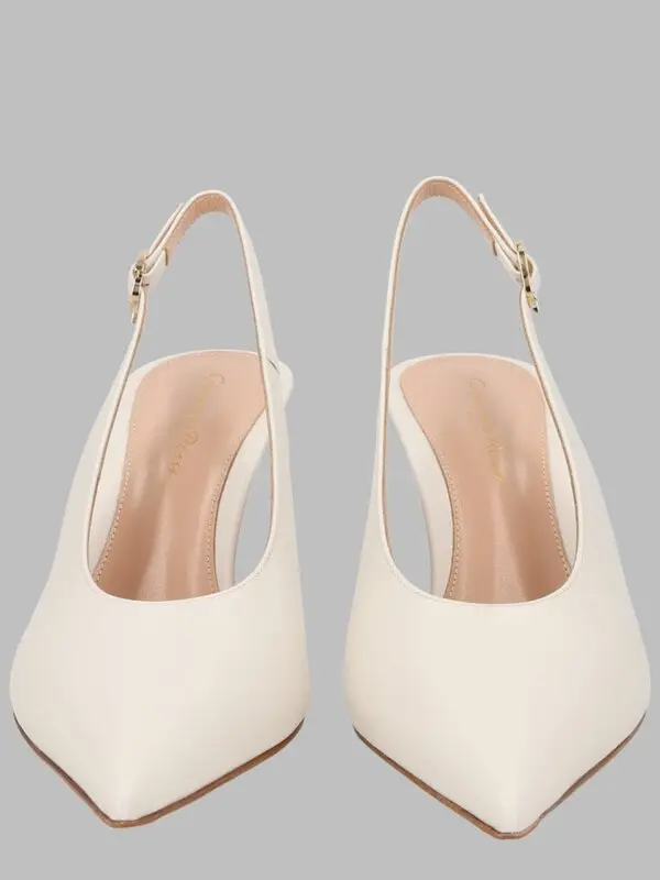 GIANVITO ROSSI Sleek Pointed-toe Leather Heels - White