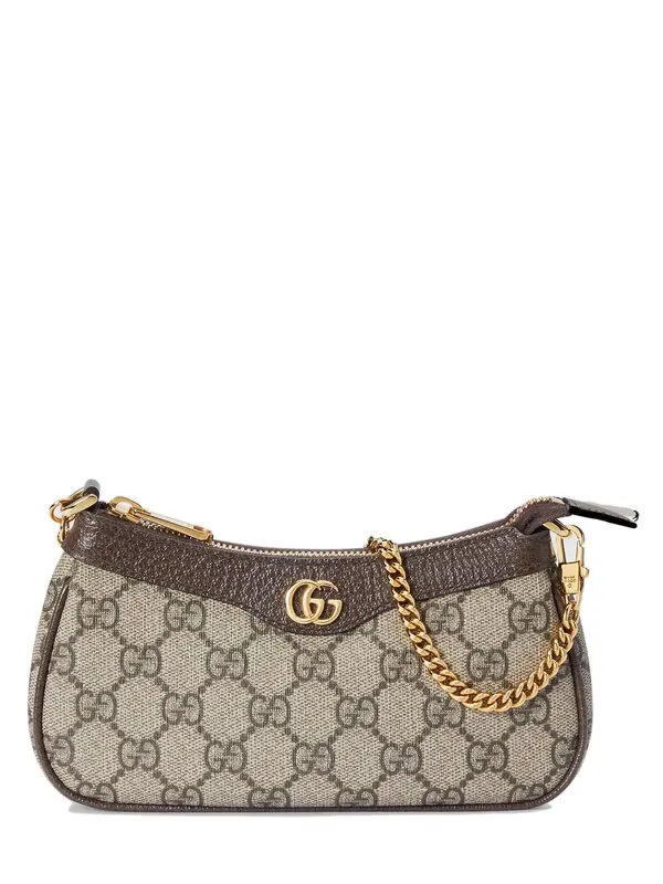 Gucci Mini Gg Supreme Fabric Bag With Chain Handle Height 10 Cm, Length 19 Cm