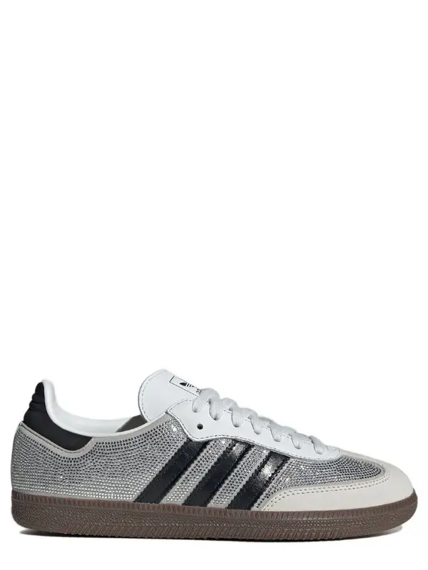 Adidas Rhinestone Lace-up Sneaker With Regular Fit And 3-stripe Serrated Heel - Bianco