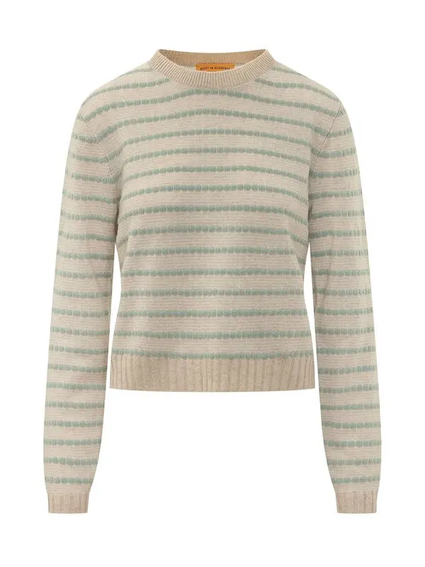 Guest In Residence Cashmere Striped Crewneck Sweater - Sandstone Combo