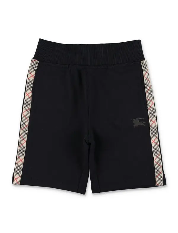 Burberry Cotton Jersey Shorts With Check Side Stripes
