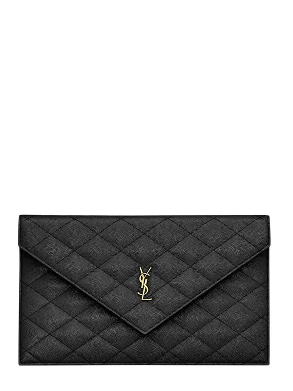 Saint Laurent Mini Leather Bag Lining With Bronze-tone Hardware And Snap-button Closure