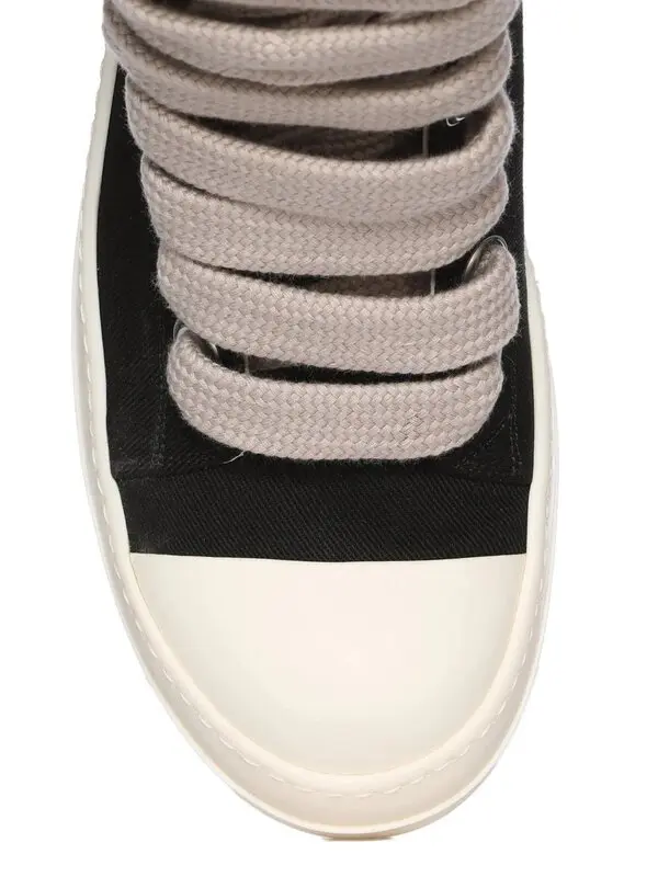 Rick Owens Lace-up Sneakers With Side Zip, Leather Toe Cap And Rubber Sole - Nero