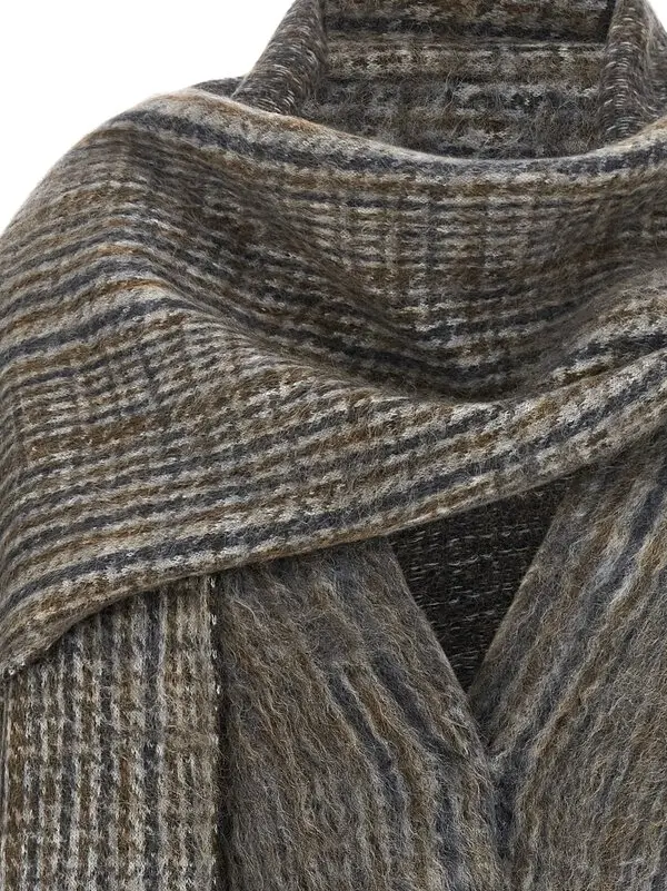 Brunello Cucinelli Cardigan With Scarf - Gray