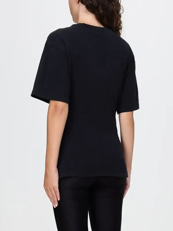 COURREGES Slim Fit Cotton T-shirt With Printed Logo And Dropped Shoulders