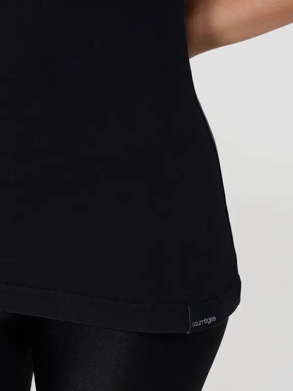 COURREGES Slim Fit Cotton T-shirt With Printed Logo And Dropped Shoulders