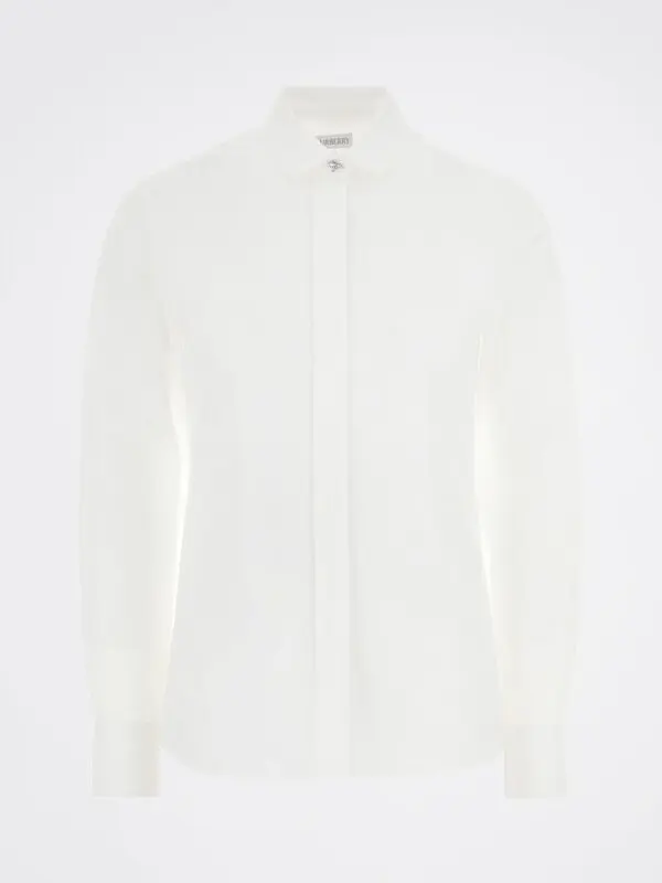Burberry Slim Fit Cotton Poplin Shirt With Concealed Placket